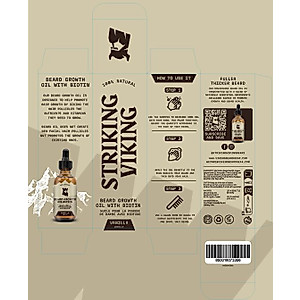 Striking Viking Beard Growth Oil with Biotin - Thickening & Conditioning Beard Oil Growth - Naturally Derived Beard Oil for Facial Hair Growth for Men Vanilla, 2 Fl Oz (Pack of 1) - Vanilla Beard Oil