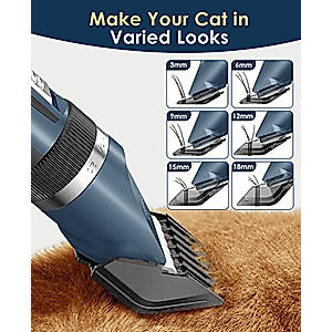 oneisall Cat Grooming Clippers for Matted Hair, 2-Speed Cat Grooming Kit Cordless Low Noise Pet Hair Clipper Trimmer for Dogs Cats Animals (Blue)