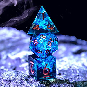 Sharp Edge DND Dice Set Handmade 7 Accessories Dice for Dungeons and Dragons TTRPG Games, Multi-Sided RPG Polyhedral Resin Sharp Edge Dice Roleplaying Games Shadowrun Pathfinder MTG