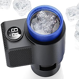 YUEMIDAMY 2-in-1 Smart Cooler Cups Holder, Portable Car Cooler Cup Mug Tumbler Holder Practical Small Cooler Cooling and Heating Beverage for Office,Travel,Truck,Household