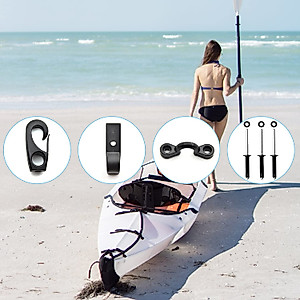 Kayak Carry Handle Rigging Kit - 4 Pcs Kayak Canoe Carry Handles with Rivet Pad Eyes & J - Hooks, 15 FT 6mm Elastic Bungee Cord Replacement Parts for Kayaks Canoes Boat Suitcase (Orange)