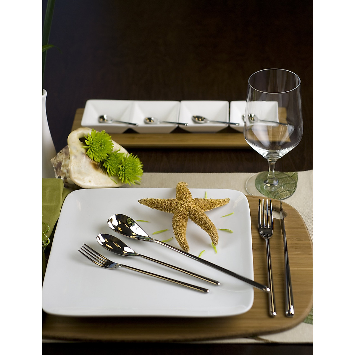 Fortessa Dragonfly 18/10 Stainless Steel Flatware Dessert/Tea Spoon, 7-Inch, Set of 12