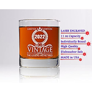 CARVELITA The Legend Has Retired 2022 Limited Editions 11oz Whiskey Glass - Funny Retirement Gifts For Men - Retired Gifts For Women - Happy Retirement Gifts - Retirement Party Decorations For Men