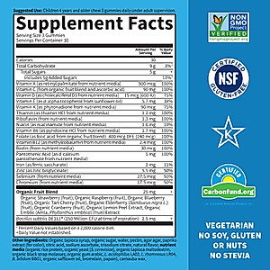 Garden of Life Kids Multivitamin Gummy with Iron+Probiotics for Immune Health & Digestion:Vitamins D, C, E, B, Zinc for Energy&Development,Vitamin Code,Non-GMO,Gluten-Free, Orange,30 Day Supply