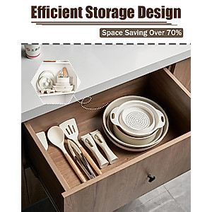 VIVIDCOOKWARE 22pcs Pots and Pans Set Non Stick, Ceramic Cookware Set with Detachable Handle, Pot Sets for Cooking Nonstick with Collapsible Dish Basin, Oven Safe