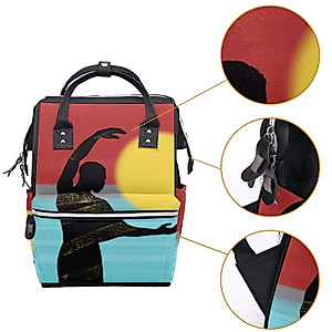 African Black Men Full Moon Silhouette Diaper Bag Backpack Baby Nappy Changing Bags Multi Function Large Capacity Travel Bag