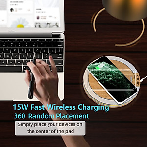 EMIE LED Bedside Lamp with Wireless Charger, Touch Desk Lamp Adjustable Nightstand Light Decor, 3 Brightness Levels Eye-Caring Table Lamps for Bedroom Dorm Home Office Gifts