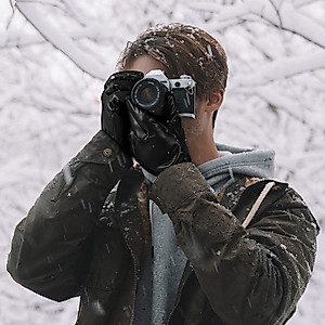 OZERO Warm Winter Gloves for Men: with Wool Linning PU Leather Touchscreen Thermal Winter Gloves Men for Driving, Motorcycle, Texting, Work in Cold Weather(Black/Large)