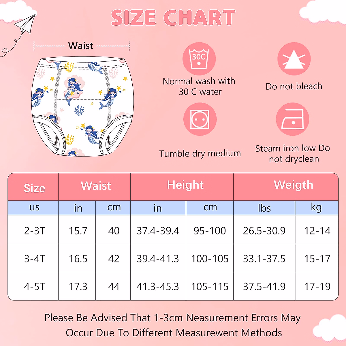 SYNPOS Reusable Baby Boys Girls Potty Training Pants 4 Pack Waterproof Breathable Underpants Cotton Soft Absorbent Training Underwear for Toddler Boys Girls 2T 3T 4T 5T
