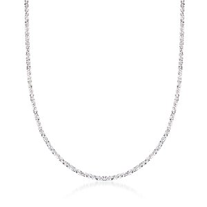 Ross-Simons Italian 2mm Sterling Silver Crisscross-Chain Necklace. 16 inches