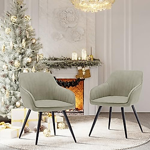 annjoe Faux Suede Accent Chair Arm Chairs Living Room Chairs Leisure Chair Upholstered Chair with Metal Legs Set of 2 for Home Kitchen Office Bistro Cafe