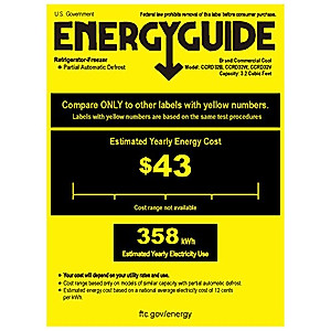 Commercial Cool CCRD32W Compact Double Door Refrigerator with True Freezer, 3.2 Cu. Ft. Mini Fridge, White