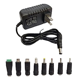 MTYTOT 9V 2000mA 18W Power Supply Adapter 100-240V AC to DC 9Volt 2A Transformers Switching Power Supply with 8Tips 5.5x2.5mm 4.0x1.7mm 3.5x1.35mm 3.0x1.1mm 2.5x0.7mm Micro-USB Type-C