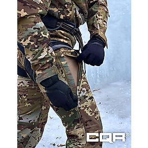 CQR Men's Winter Waterproof Tactical Pants, Softshell Fleece Lined Snow Ski Cargo Pants, Thermal Outdoor Hiking Work Pants, Recon Utility Camo, 32W x 30L