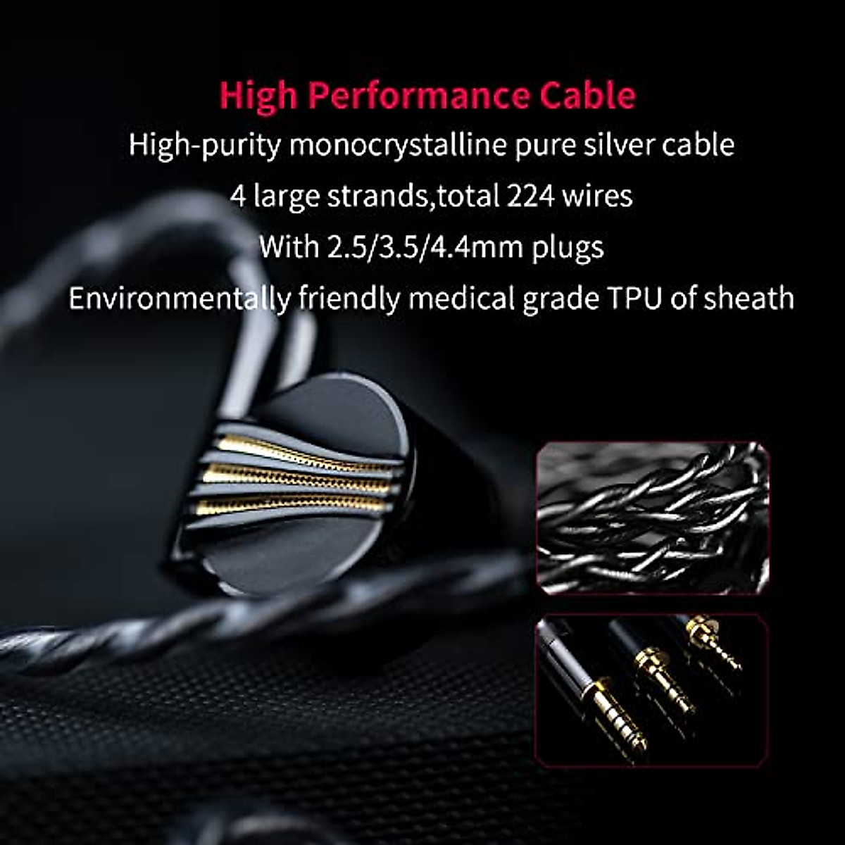 FiiO FD7 Headphones Earphones Wired in-Ear Earbuds High Resolution 1DD Bass Heavy Comes with 2.5/3.5/4.4mm Swappable Plugs MMCX for Smartphones/PC/Laptop/Speaker/Player(Black)