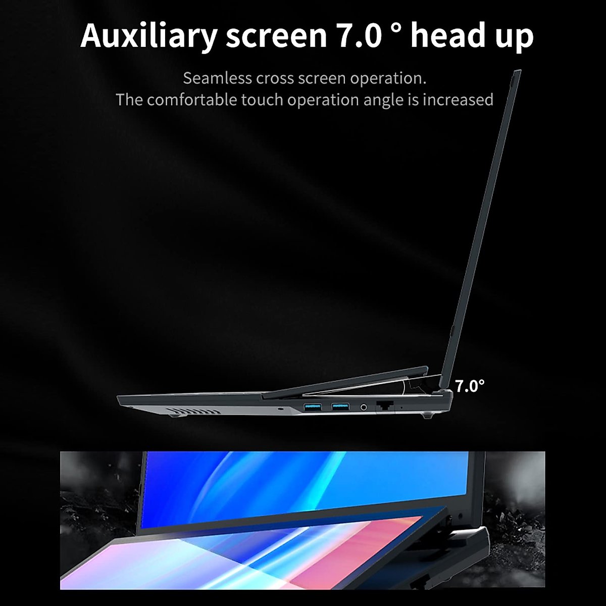 16inch Slim Laptop, 16in HD Dual Screen Display, 14in Touch Sub Screen, for Intel Core i7 Processor, 162GB DDR4 128G SSD Gaming Laptop, for Windows 10 11