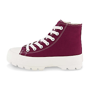 CUSHIONAIRE Women's Vespa high top Canvas Sneaker +Memory Foam and Side Zipper, Burgundy 10