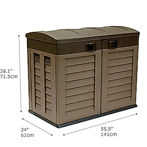 Starplast Heavy Duty Garden Shed: 317 Gallon Outdoor Plastic Willy Bin Cabinet, 2 Doors, Weather & Water Resistant, 57.5 x 46.9 x 34.3 Inches, 41-811