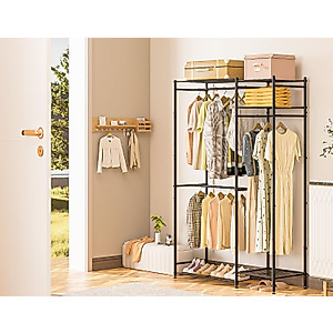 Portable Closets for Hanging Clothes, Freestanding Clothing Rack with 3 Hang Rods & 5 Shelves, Metal Wardrobe Garment Rack for Bedrooms Entrances