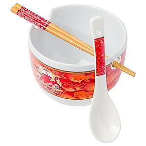 Silver Buffalo Disney Pixar Monsters Inc Harryhausen's Octopus Chef Sushi Bar Ceramic Ramen Noodle Rice Bowl with Chopsticks and Spoon, Microwave Safe, 20 Ounces