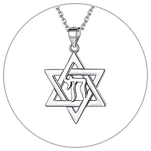 Jewish Hebrew Chai Necklace Star of David Pendant for Female Vintage Dainty Jewelry Birthday Gift for Mother Sister