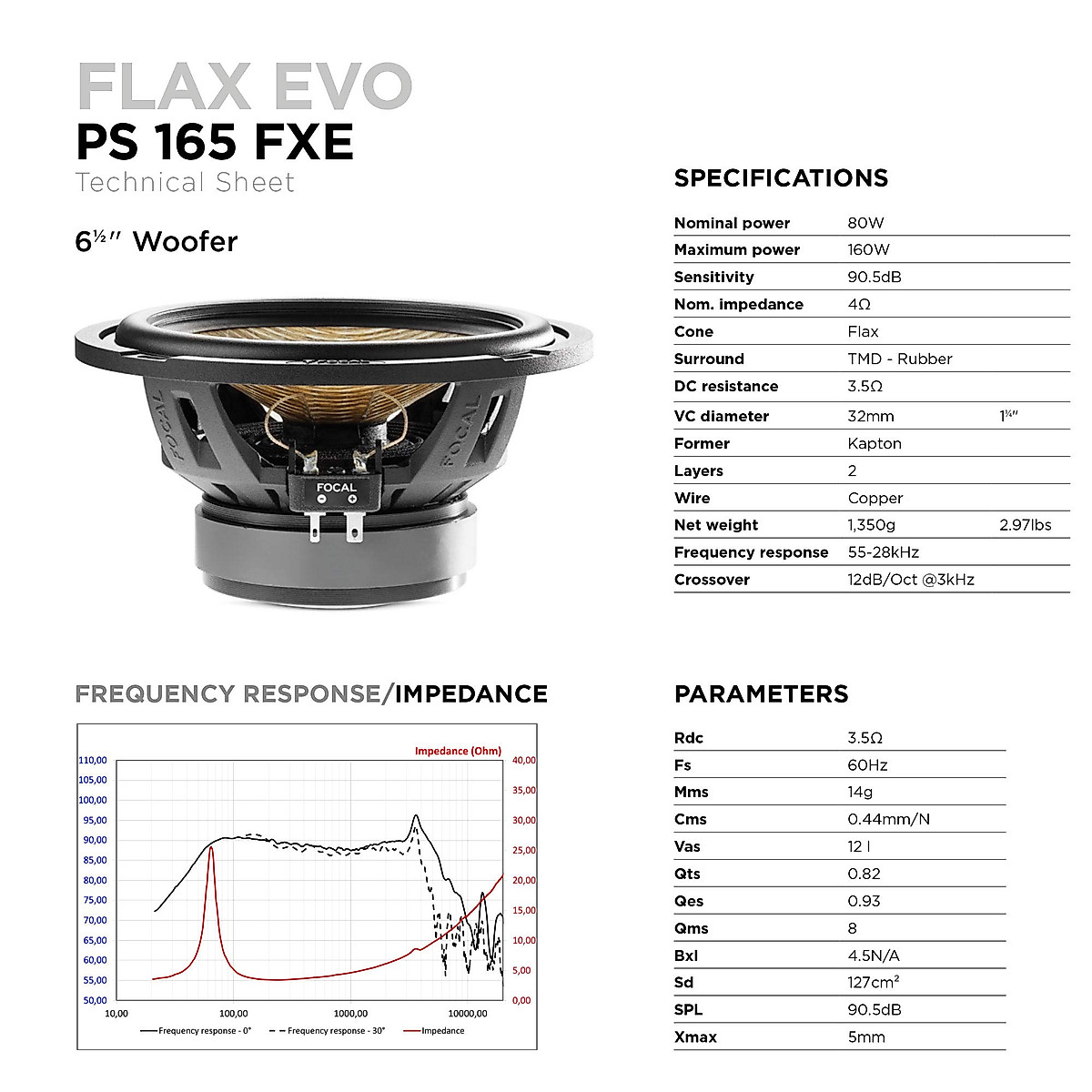 Focal PS 165 FXE 6.5" Flax Evo 2-Way Bi-Amplified Component Kit, Pair
