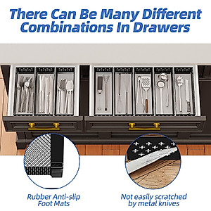 Simple Trending Silverware Drawer Organizer, Silverware Organizer for Drawer, 8 Pack Utensil Organizer for Kitchen Drawers, Kitchen Drawer Organizer for Large Utensils(12.2 * 3.2 * 2.1 inch)