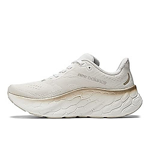 New Balance Women's Fresh Foam X More V4 Running Shoe, White/Gold Metallic/Moonbeam, 13 Wide