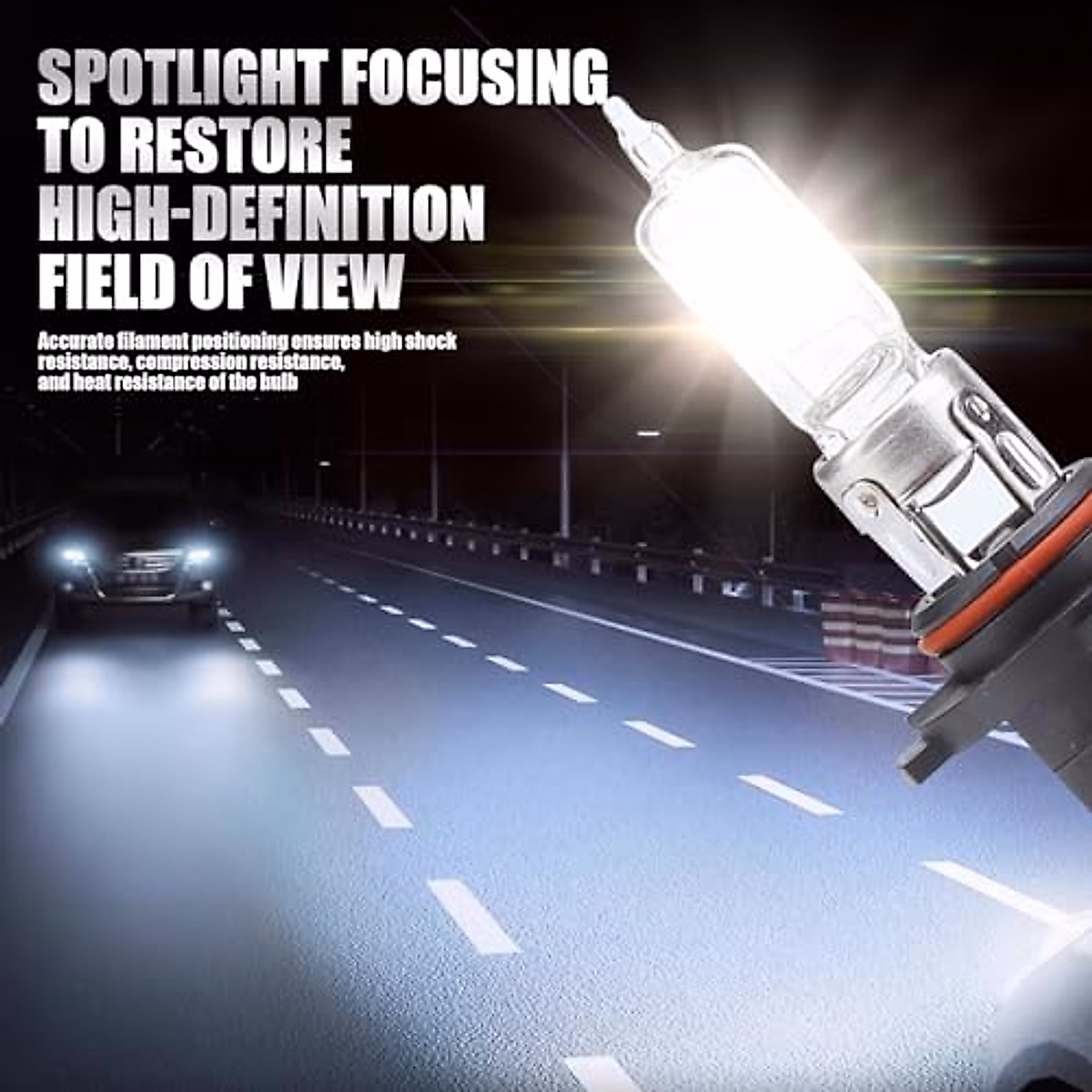 gunhunt 2 PCS Car 9005-55W Headlight Halogen Bulb, 12V Quartz Lamp Ultra-bright Beam Low/High Beam Fog Light Replacement, All-in-one Plug and Play Bulb, Universal Lighting for Car (Warm White Light)