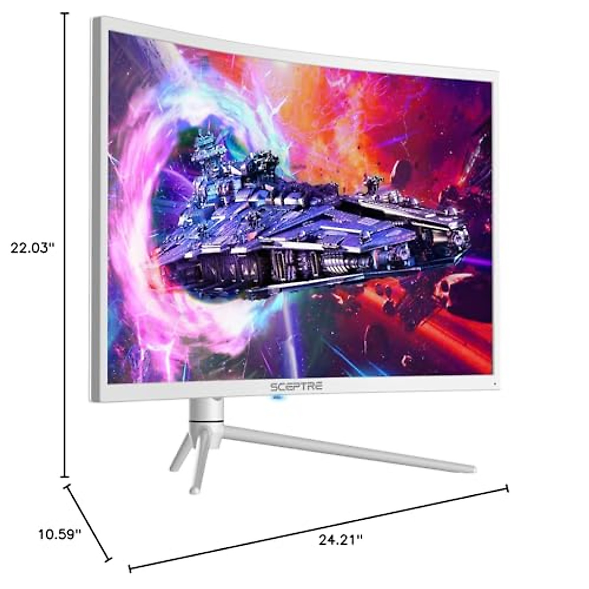 Sceptre 27" Curved Nebula White QHD 2K Monitor 2560 x 1440p up to 165Hz 1ms HDR1000 99% sRGB Ambient Light Sensor Luminous Backcover Lights Height Adjustable Build-in Speakers (C275B-QWN168W)