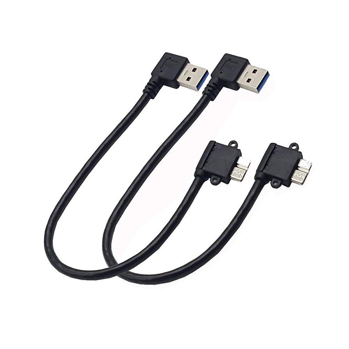Seadream 2Pack 25CM Right Angle USB 3.0 Micro-B Male to USB 3.0 A Male Adapter Cable