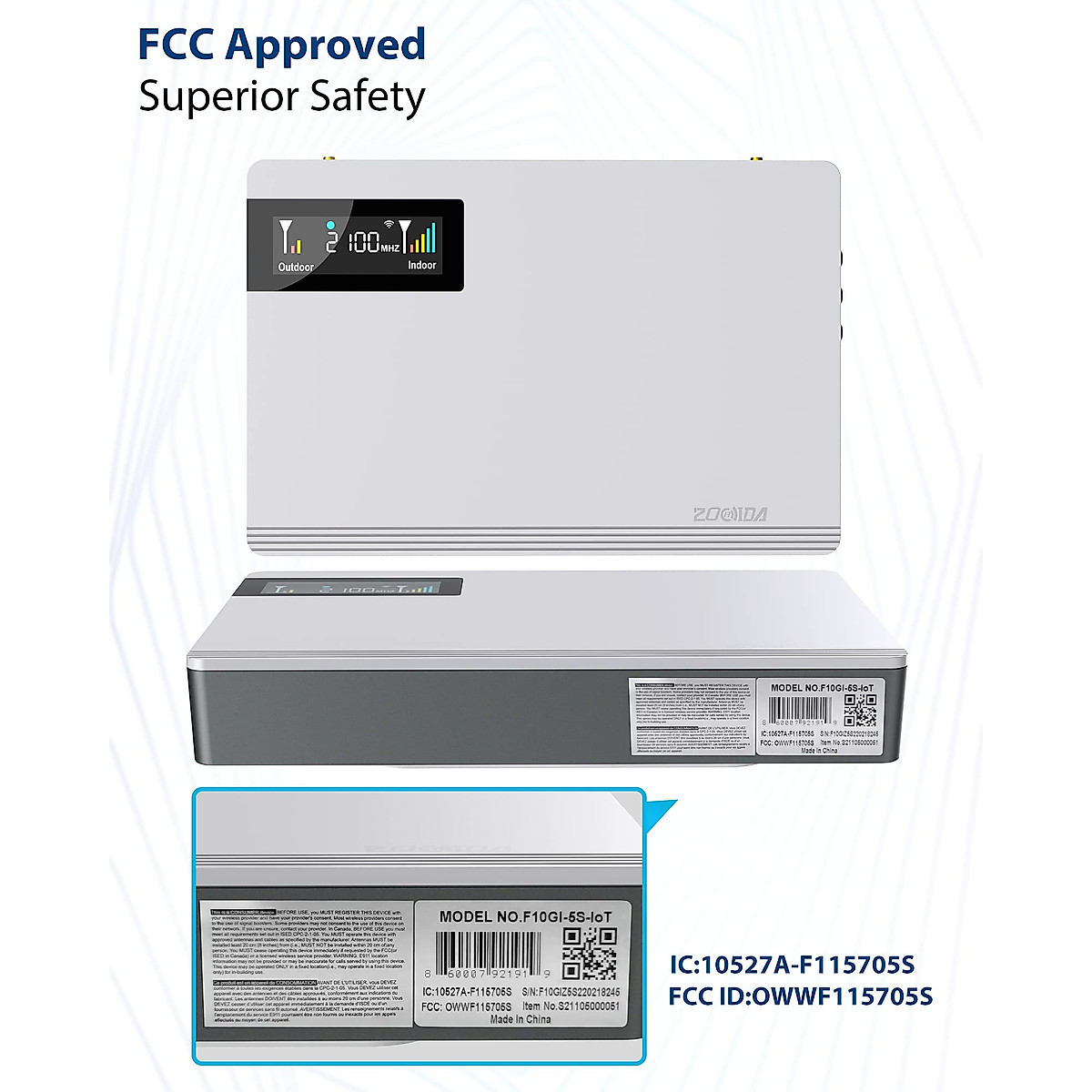 ZORIDA Cell Phone Signal Booster for Home and Office Up to 5500 sq ft Boost 5G 4G LTE for All US Carriers - Verizon AT&T T-Mobile & More, Cell Phone Booster with LCD & APP Service FCC Approved