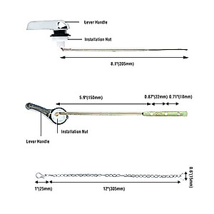 Jwodo Toilet Handle Replacement Kit, Chrome Finish Toilet Trip Levers with Seal Gasket and Nut, with Stainless Steel Flapper Chains, Universal Replacement for Most Toilets (Front Mount #1)