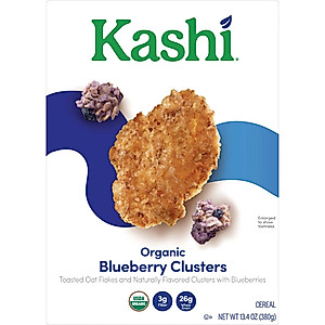 Kashi Cold Breakfast Cereal, Vegan, Organic Fiber, Blueberry Clusters, 13.4oz Box (1 Box)