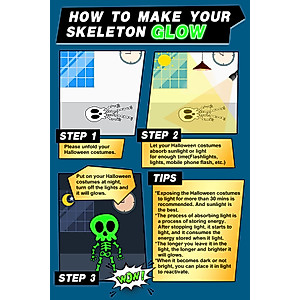 uideazone Halloween Glow in The Dark Pullover Pants Sets for Kids Boys 3d Graphic White Skeleton Bones Hoodie Outfit Two Piece Halloween Clothes Size 7-8