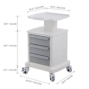 Professional-Grade 3-Drawer Utility Cart on Wheels - Trolley Cart w/ 3 Drawers & Utility Desk - Mobile Storage Cart, Cavitation Machine, Salon Supplies - Max 50kg/110lb Load…