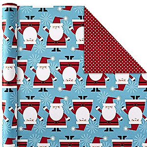 Hallmark Reversible Quad Pack Wrapping Paper (Santa & Trees, 4 Gift Wrap Rolls)
