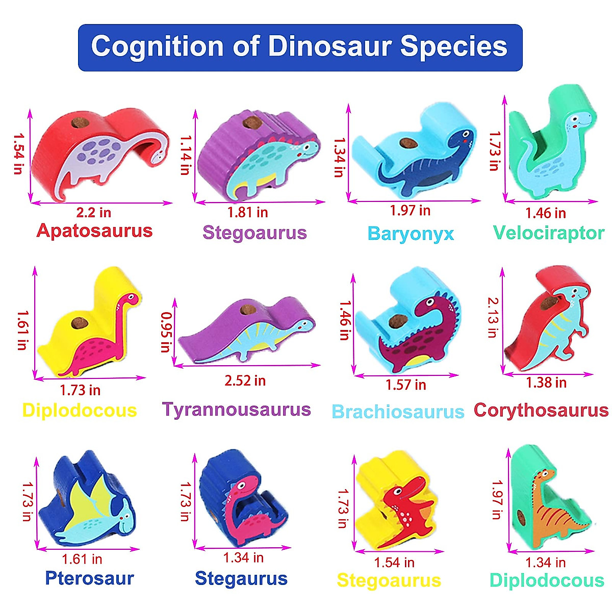 SKABENLAM Wooden Dinosaur Stacking Toys for Kids 3-5,Montessori Toys for 3 4 5 Year Old Boys Girls,Balance Building Blocks Game for Children,Preschool Educational Toys,Easter Birthday