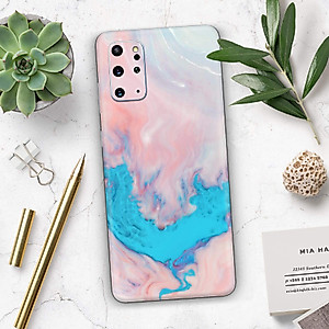 DesignSkinz Marbleized Pink and Blue Paradise V322 Protective Vinyl Decal Wrap Skin Cover Compatible with The Samsung Galaxy S20 (Screen Trim & Back Glass Skin)