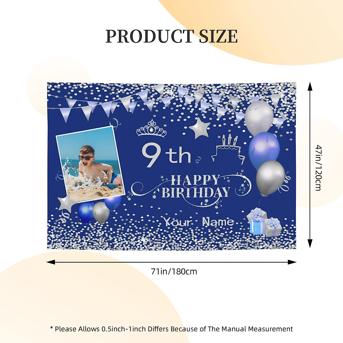 Custom Happy Birthday Banner Personalized Birthday Banner Sign With Photo/Name For Women Men Kid Birthday Party Indoor Outdoor Decorations Supplies 47x71inchs