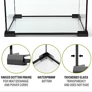 Reptile PC Terrarium, Amphibians Habitat Cages 12 x 8 x 6.3 Starter Kits, Top Sliding Door Ventilation Tanks with Heating Mat, Stainless Steel Tweezer