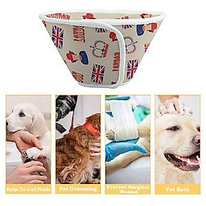 Vintage Landon British Flag Soft Dog Cone Collars Protective Adjustable Cat Recovery Collar to Stop Licking M