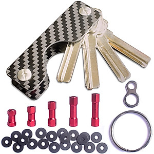 Leeuoe Carbon Fiber Key Organizer,Compact Key Holder,Minimalist Multikey Folding Keyholder(3-7 Keys)