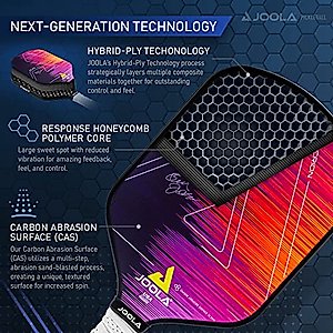 JOOLA Ben Johns Hyperion CAS 13.5 Pickleball Paddle - Carbon Abrasion Surface with High Grit and Spin, Sure-Grip Elongated Handle & 13.5mm Polypropylene Honeycomb Core - Comes With Custom Paddle Cover