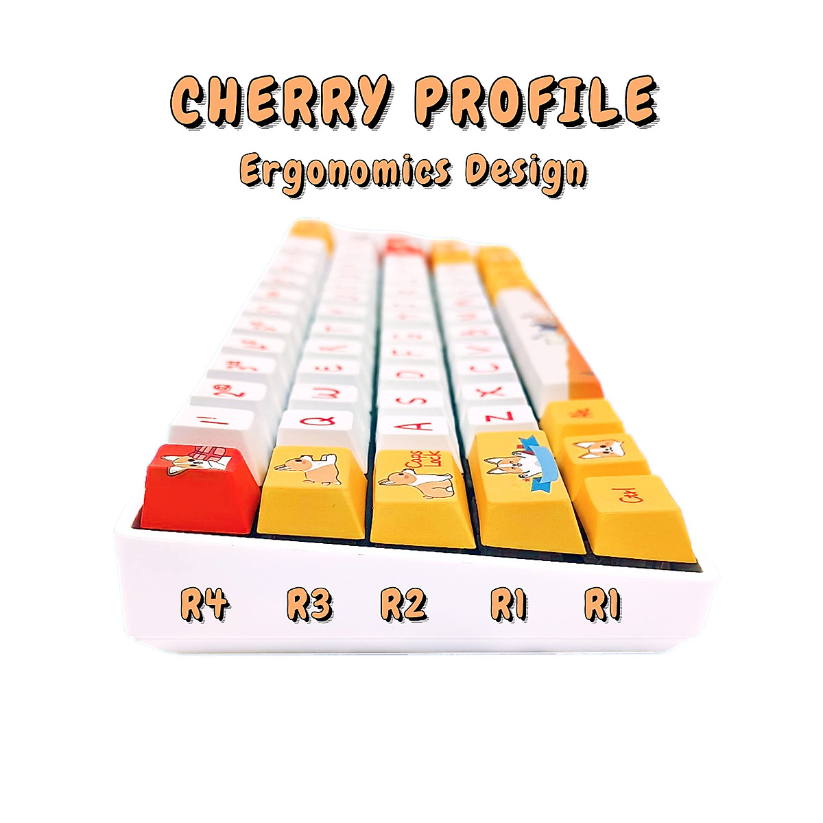 Corgi Dog Keycaps for Cherry MX Switches Cute Pets Mechanical Gaming Keyboard, PBT Key Caps Set（English Version）