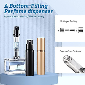 D-LOTUS Travel Mini Perfume Atomizer Bottle Refillable, Cologne Sprayer Atomizer Dispenser, Portable Scent Pump Case Empty Sprayer Bottles 5ml - Black