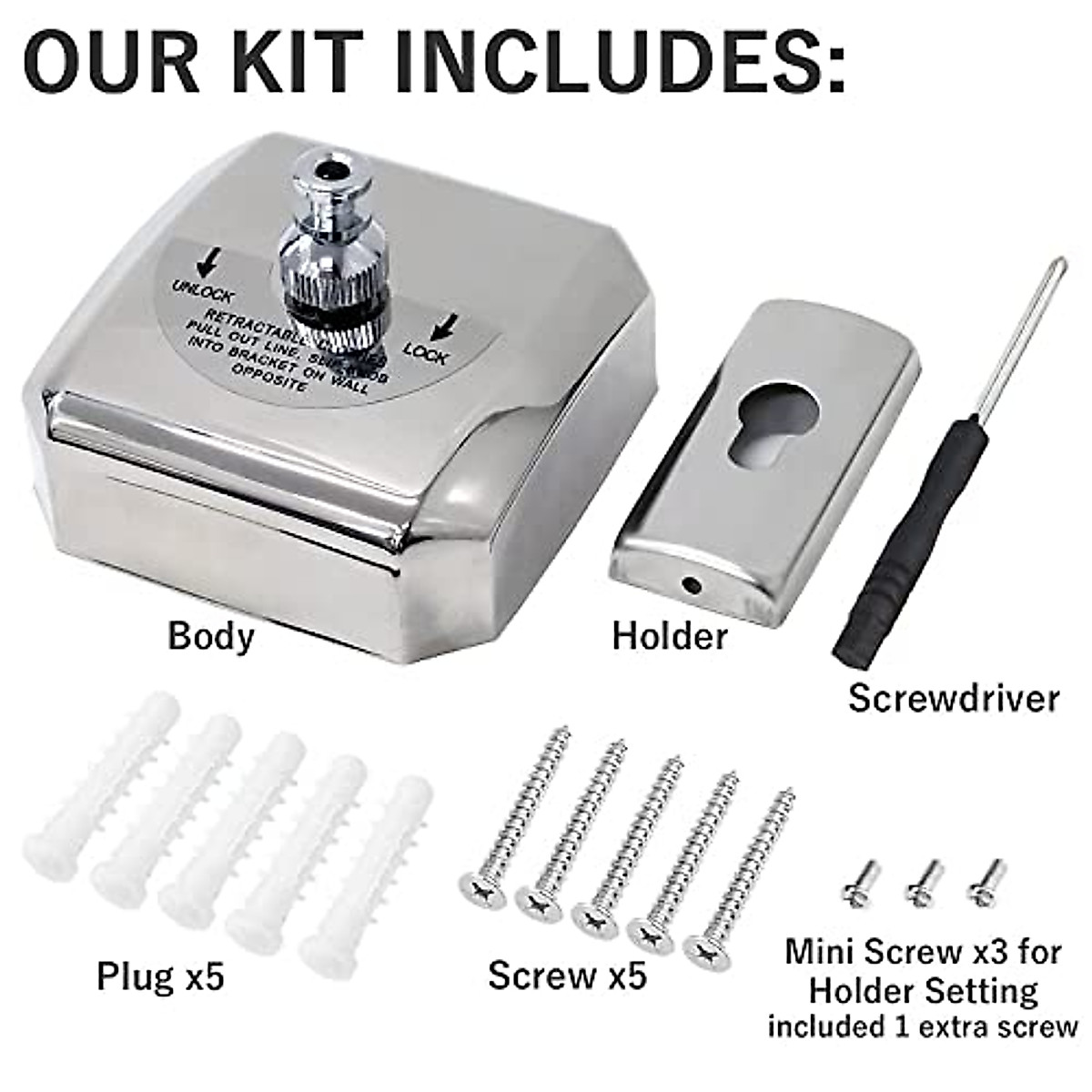 Japard Retractable Clothesline Stainless Steel Metal Indoor, Retracting Clothesline Outdoor, 12ft Wire, Loadable 44lbs, Extendable Clothesline Heavy Duty (2 Pack)