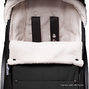 Stokke BABYZEN YOYO Footmuff, Black - Sherpa Lining & Fleece Hood with Drawstring to Keep Baby Warm - Includes Carrying Bag - Machine Washable