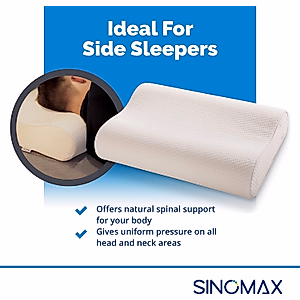 Sinomax Contour Memory Foam Neck and Cervical Pillow Queen Size - Golden Diamond Neck Pillow - Neck and Cervical Pillow - 26 x 14 x 4-5 inches (Queen)