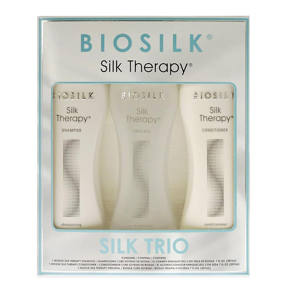 Biosilk Silk Therapy Trio Unisex: 7 oz Shampoo, 7 oz Conditioner, and 7 oz Original Treatment